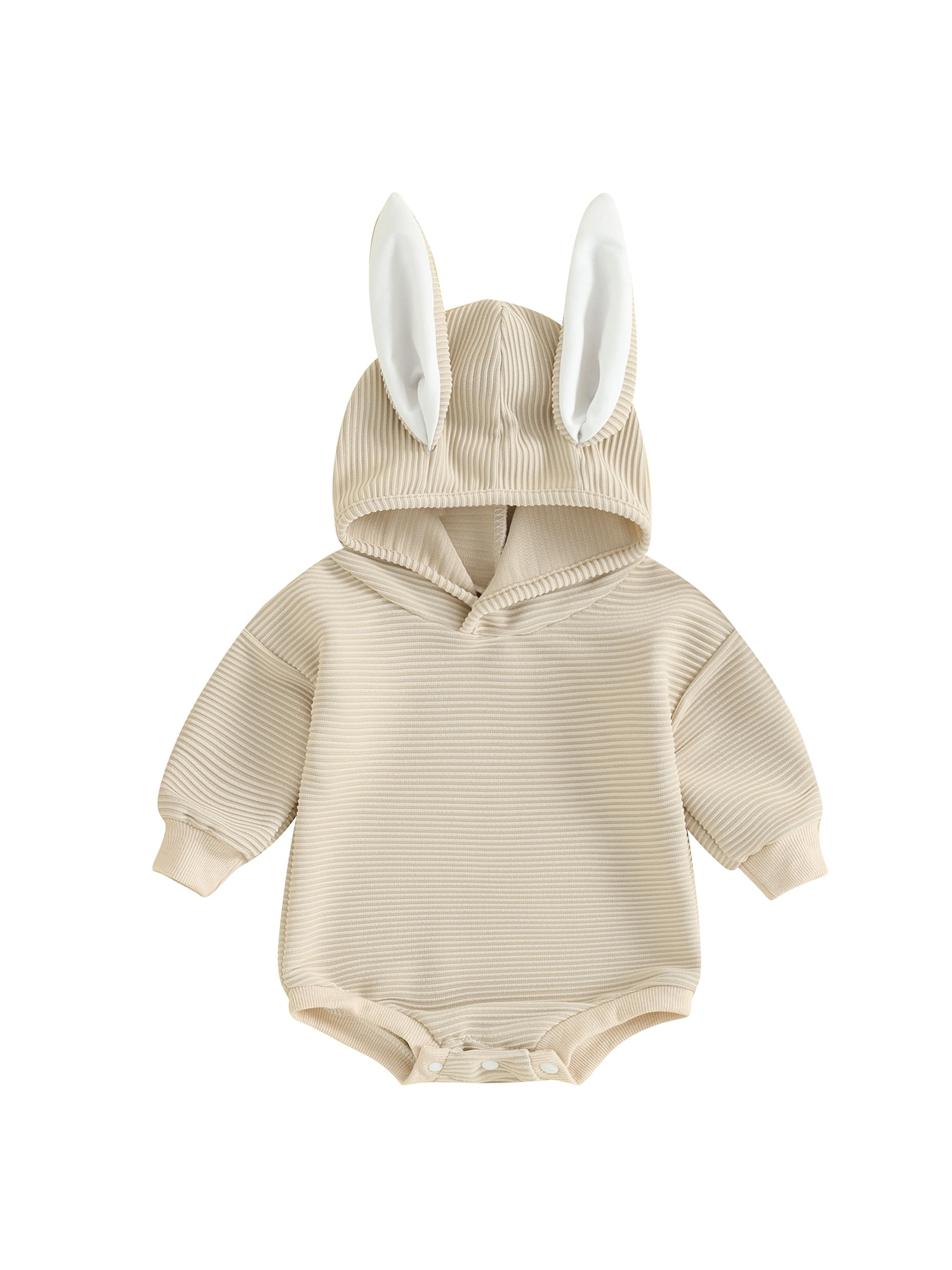 WERNZATT Infant Baby Boys Girls Rabbit Hood Jumpsuit LetterBunny Print Long Sleeve 3D Bunny Ear ...