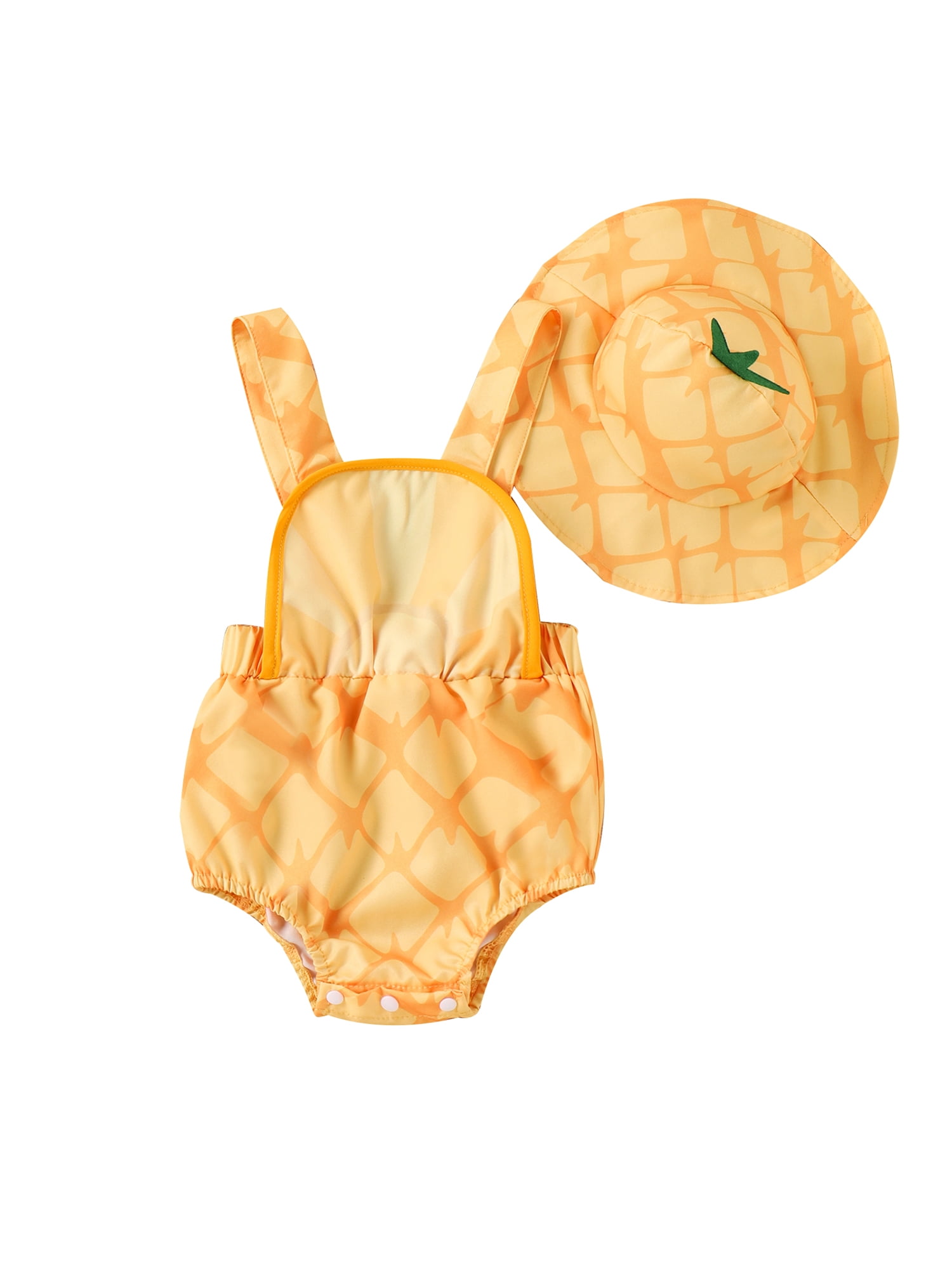 WERNZATT Infant Baby Girl 2 Piece Summer Fruit Outfits, Elastic Waist Square Neck Sleeveless ...