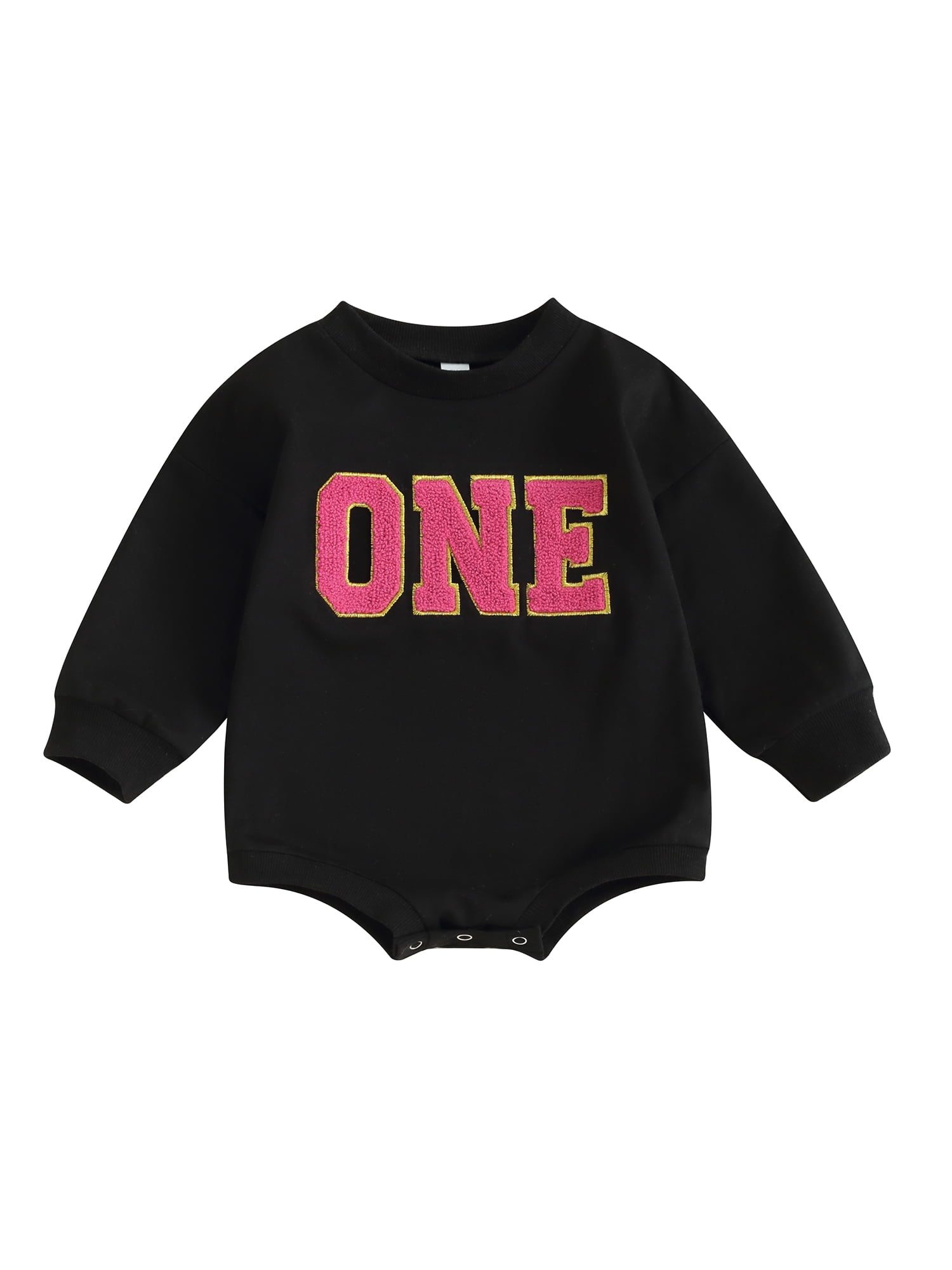 WERNZATT Infant Baby Girl Long Sleeve Romper Casual Round Neck Letter Embroidery Jumpsuit ...