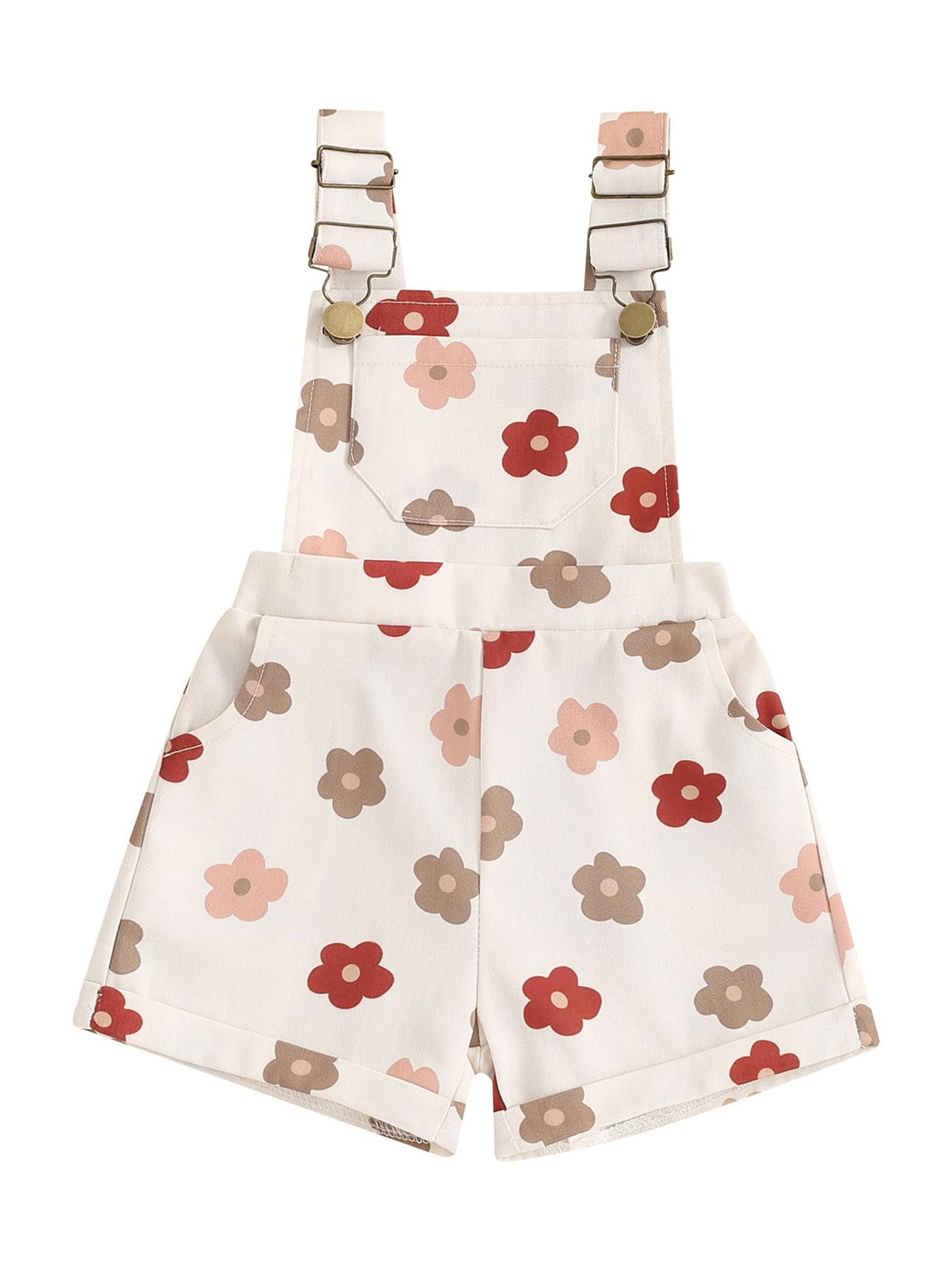 WERNZATT Kids Girls Overalls Strawberry/Flower Print Imitation Denim ...
