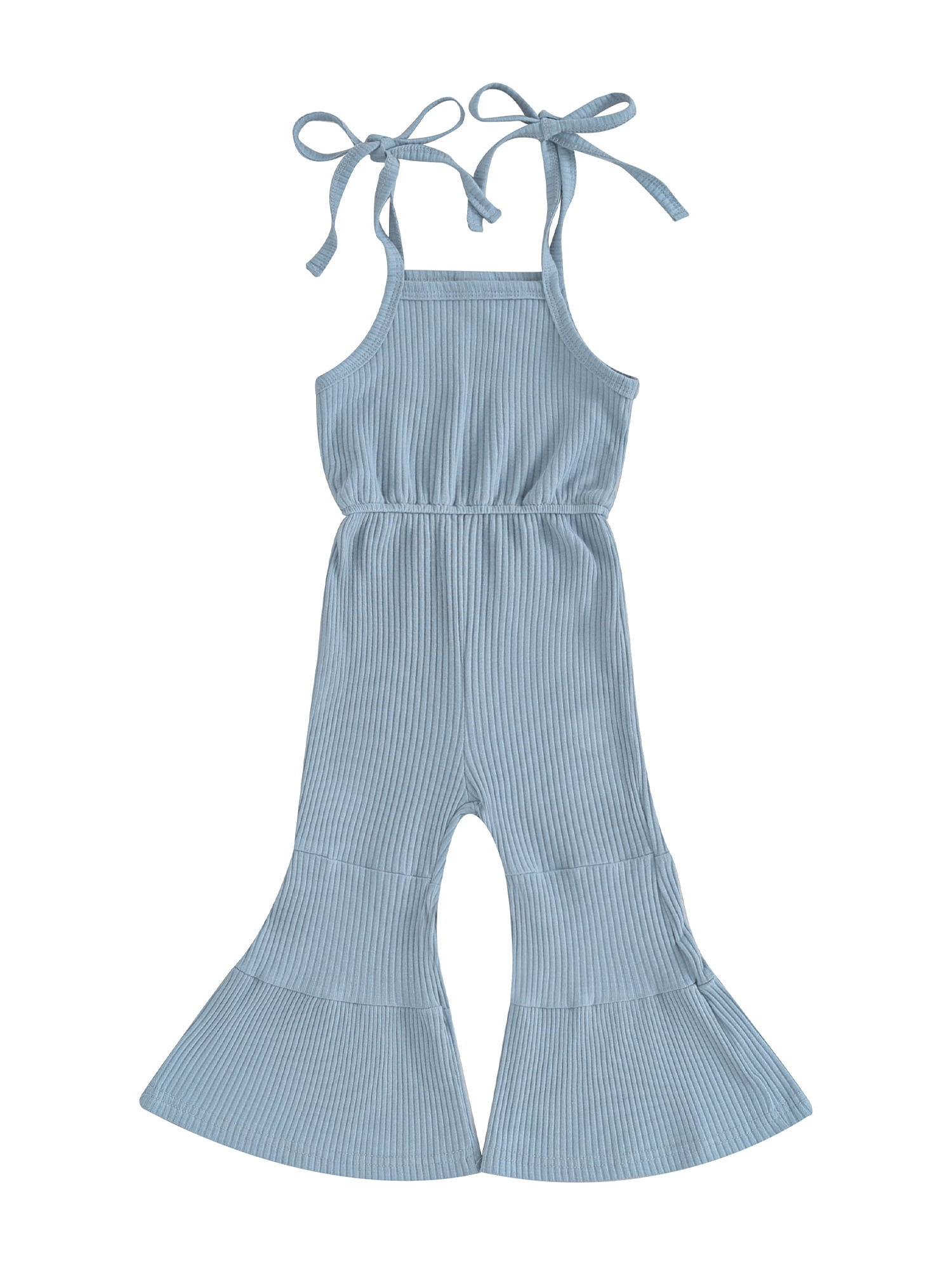 WERNZATT Little Girl Cami Jumpsuit Casual Sleeveless Tie Up Ribbed ...