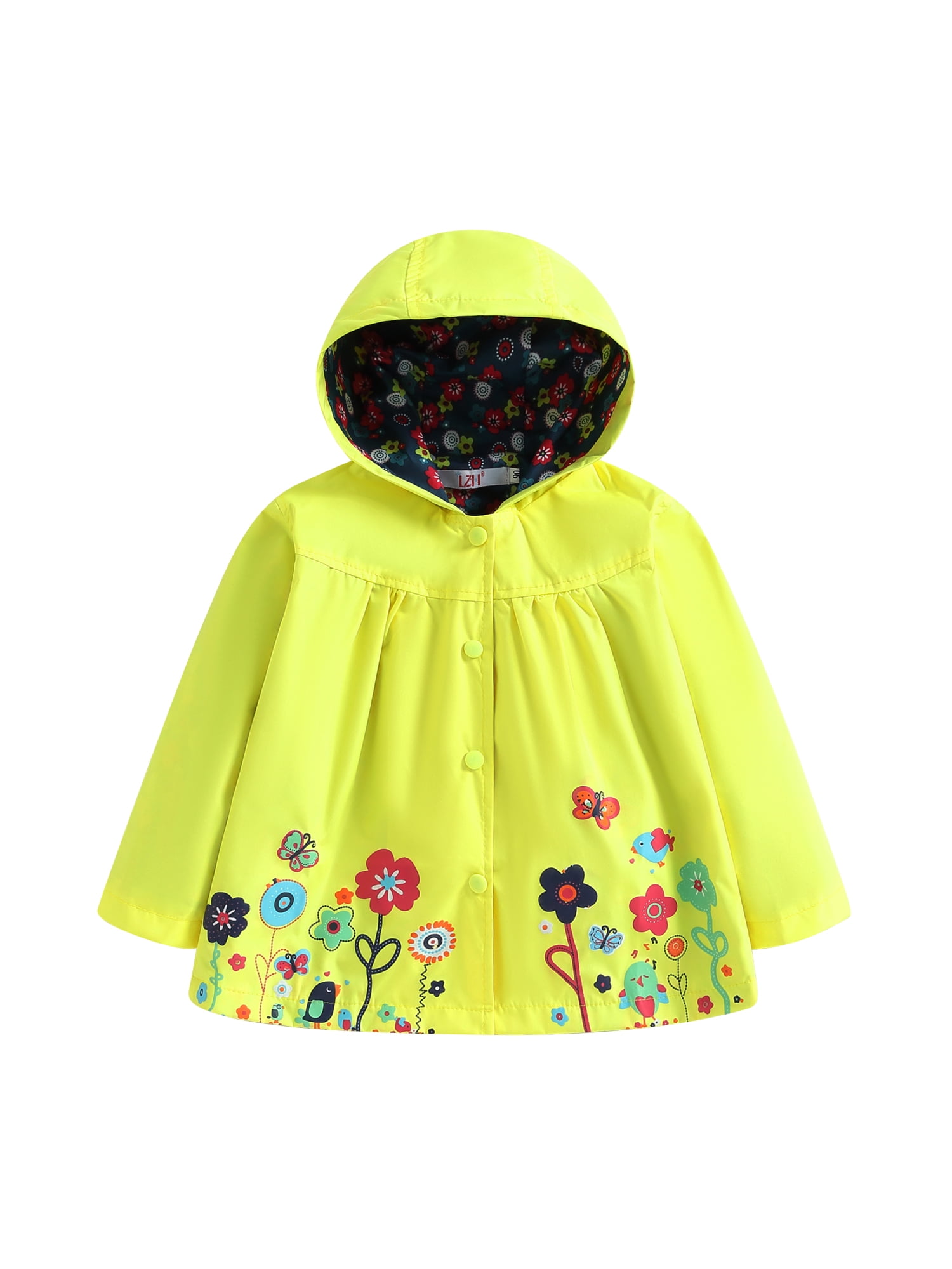 WERNZATT Little Girls Hoodie Jacket Kids Floral Print Button-Down Coat ...