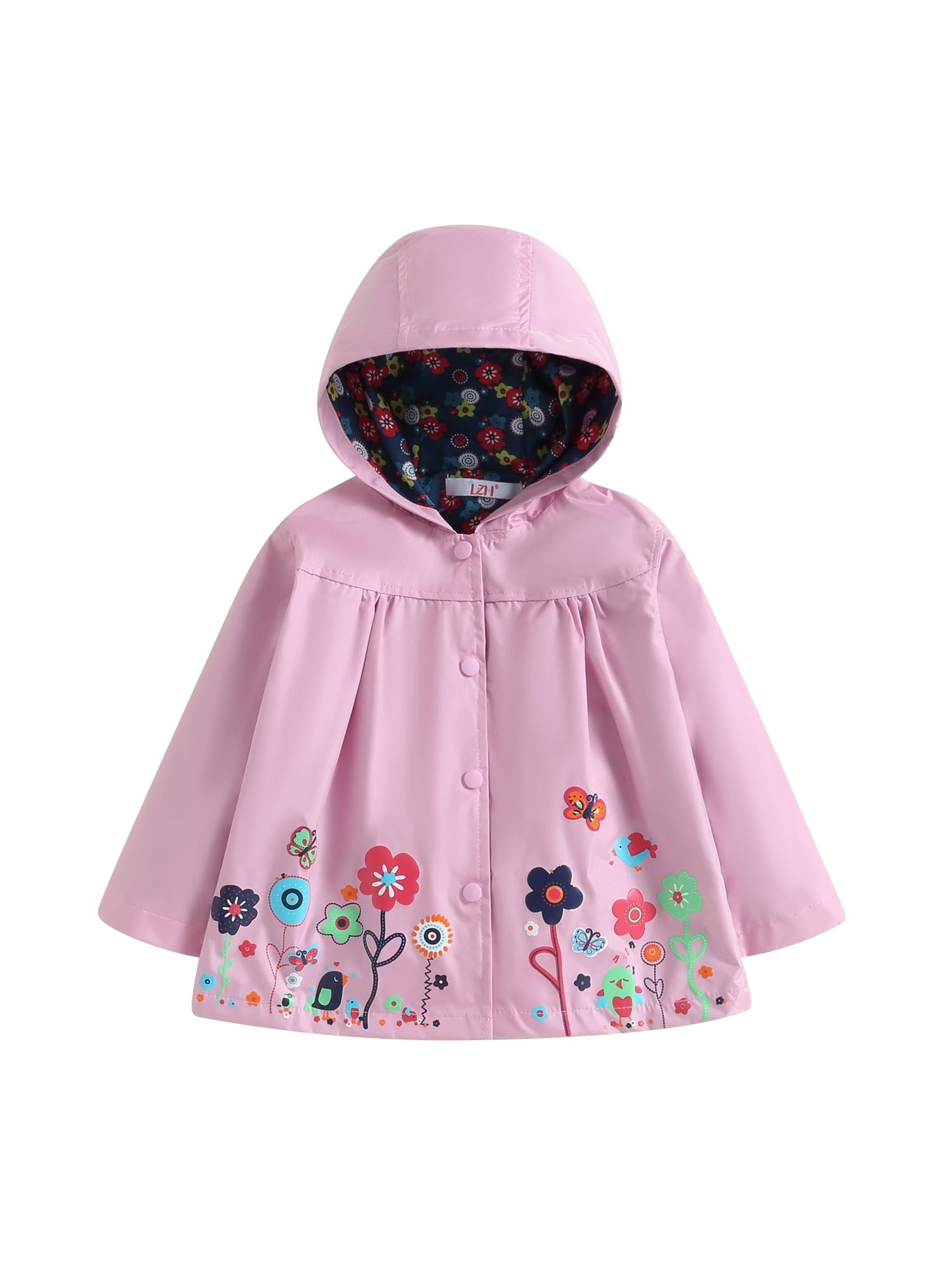 WERNZATT Little Girls Hoodie Jacket Kids Floral Print Button-Down Coat ...