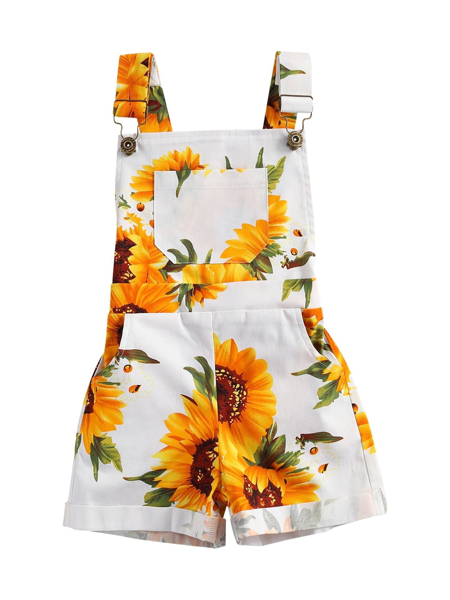 WERNZATT Little Kids Girls Summer Overalls Pants Baby Girl Sunflower ...