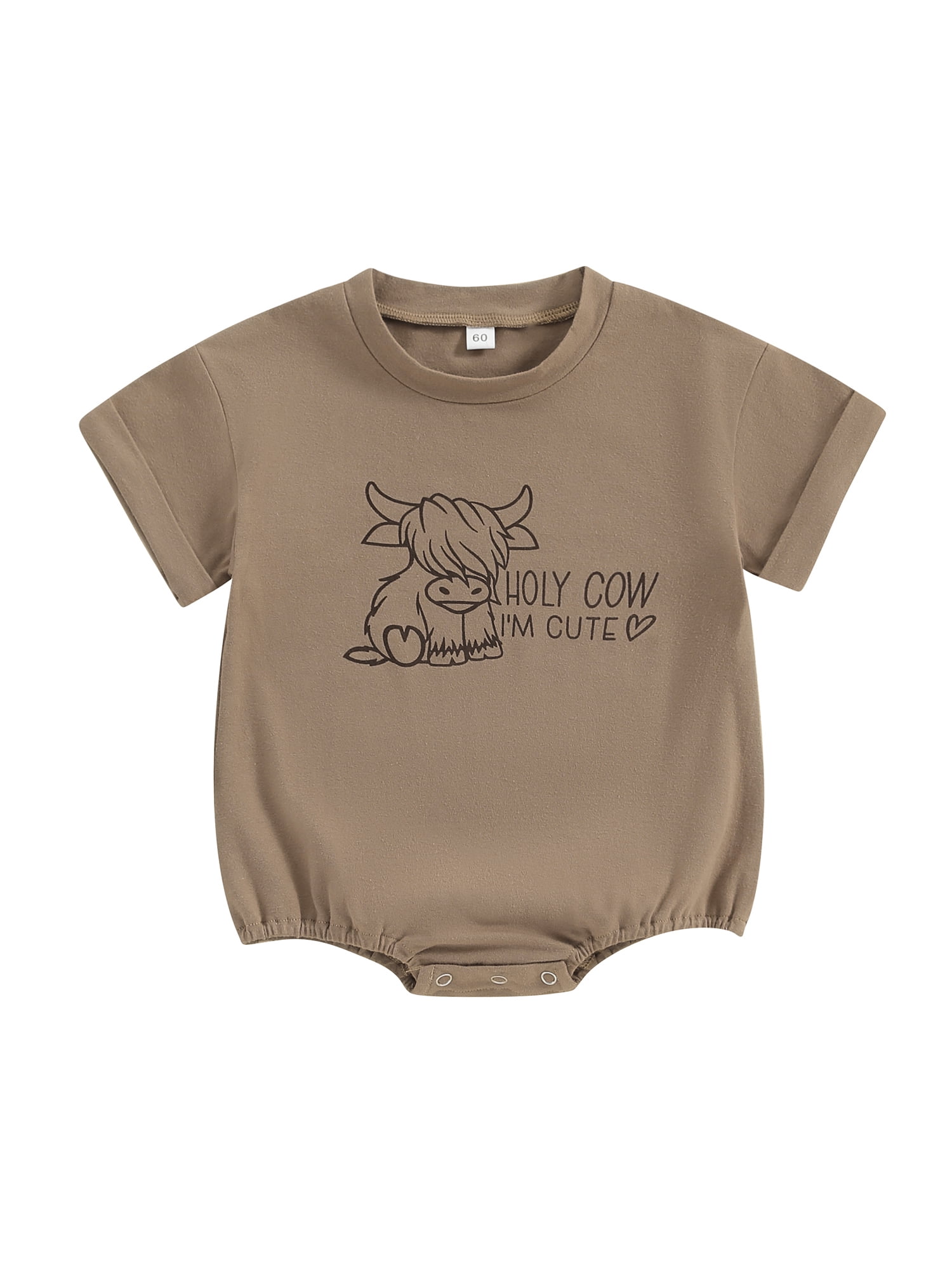 WERNZATT Newborn Baby Boy Girls Western Romper Summer Cow Print Short Sleeve Jumpsuit Cute ...