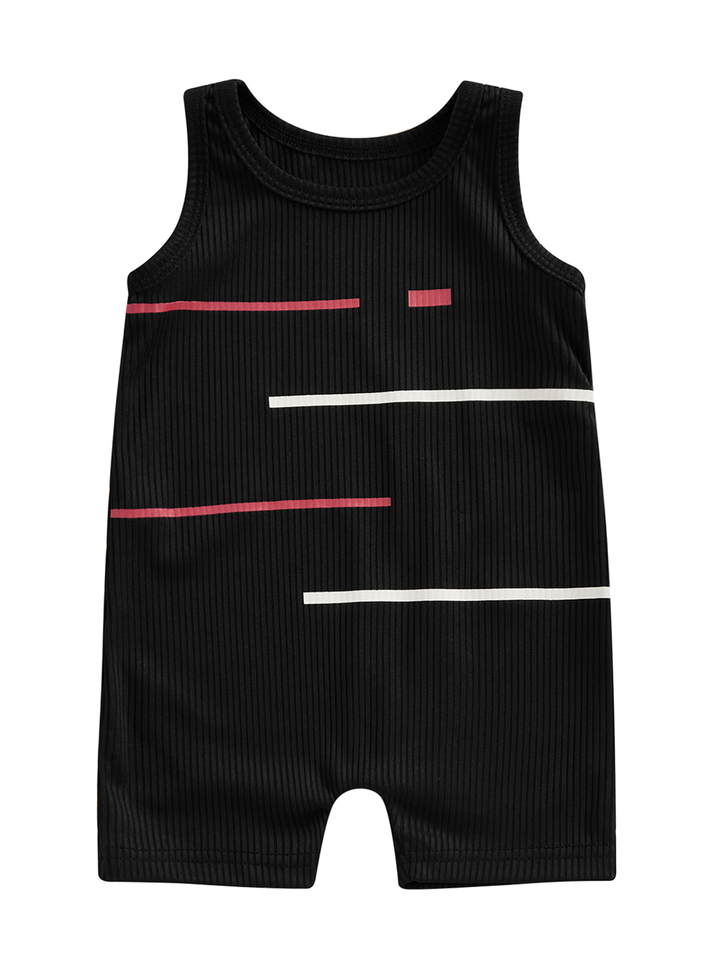 WERNZATT Newborn Baby Boys Girls One Piece Jumpsuit Casual Sleeveless Round Neck Stripes Print ...