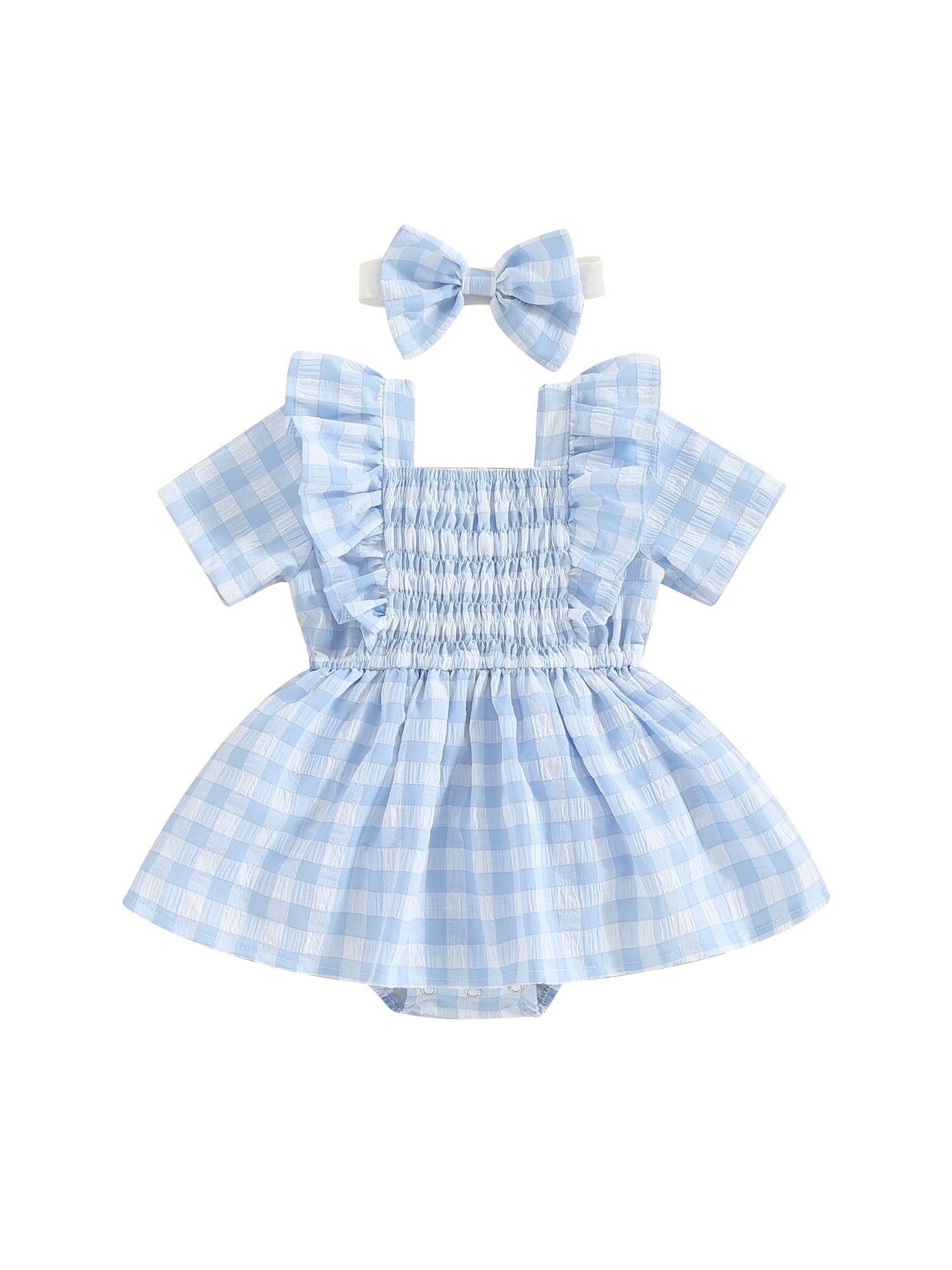 WERNZATT Newborn Baby Girl Bodysuit Sleeveless Halter Romper One-piece Jumpsuit with Headband ...