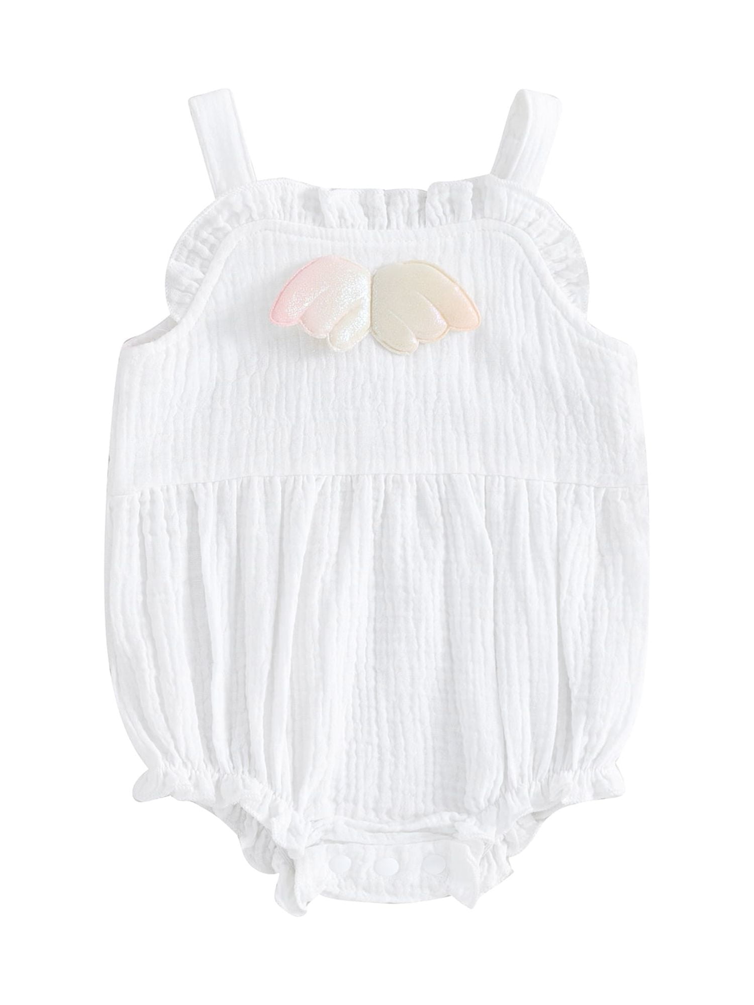 WERNZATT Newborn Baby Girl Sleeveless Wings Ruffle Romper Summer One ...