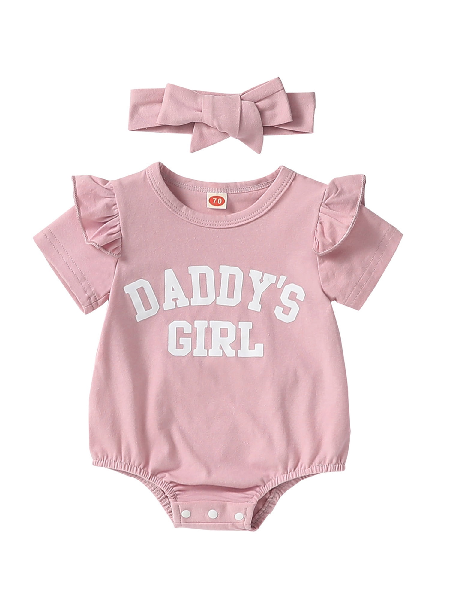 WERNZATT Newborn Girl Outfit Short Sleeve Crew Neck Letters Print ...