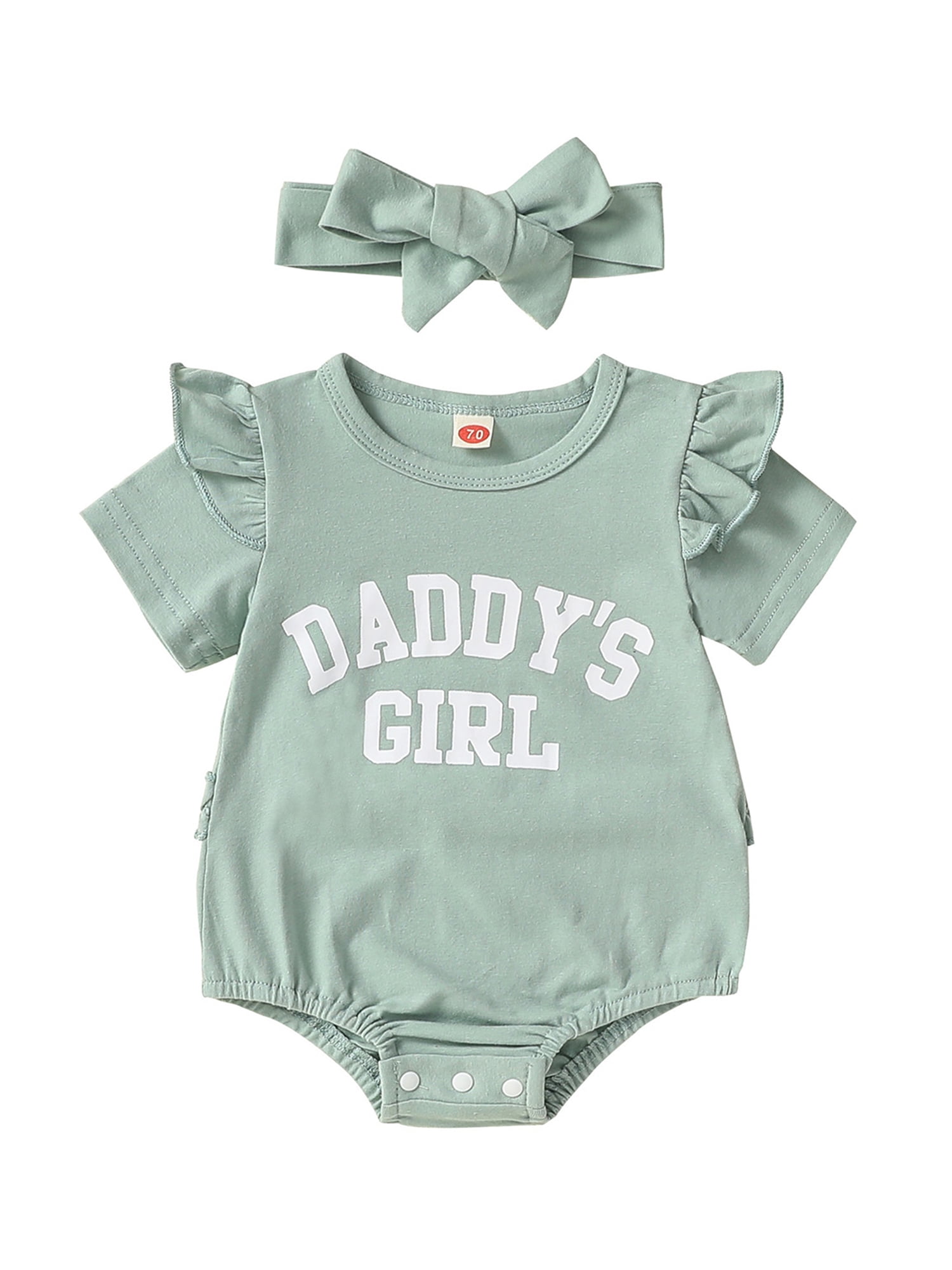 WERNZATT Newborn Girl Outfit Short Sleeve Crew Neck Letters Print ...