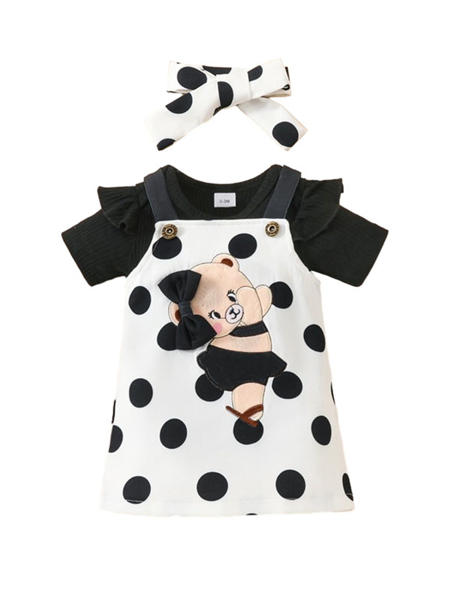 WERNZATT Summer Baby Girls 3Pcs Outfits Romper + Bear Suspender Skirt ...
