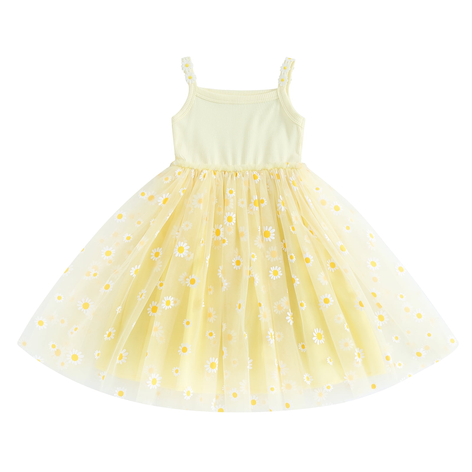 WERNZATT Summer Baby Girls Daisy Print Dress Princess Mesh A-Line Dress ...