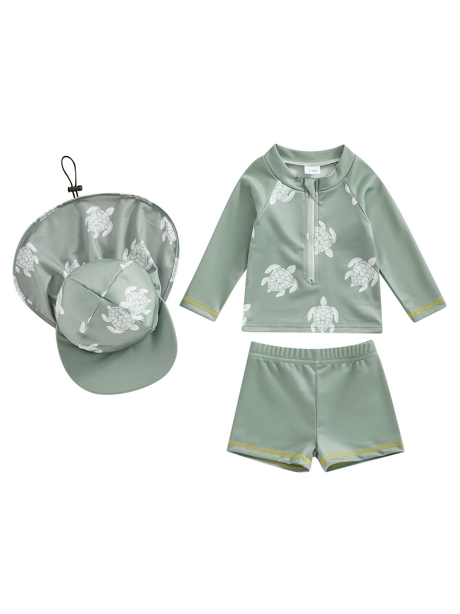 WERNZATT Toddler Baby Boys Rash Guard Swim Set Long Sleeve Turtle Print ...