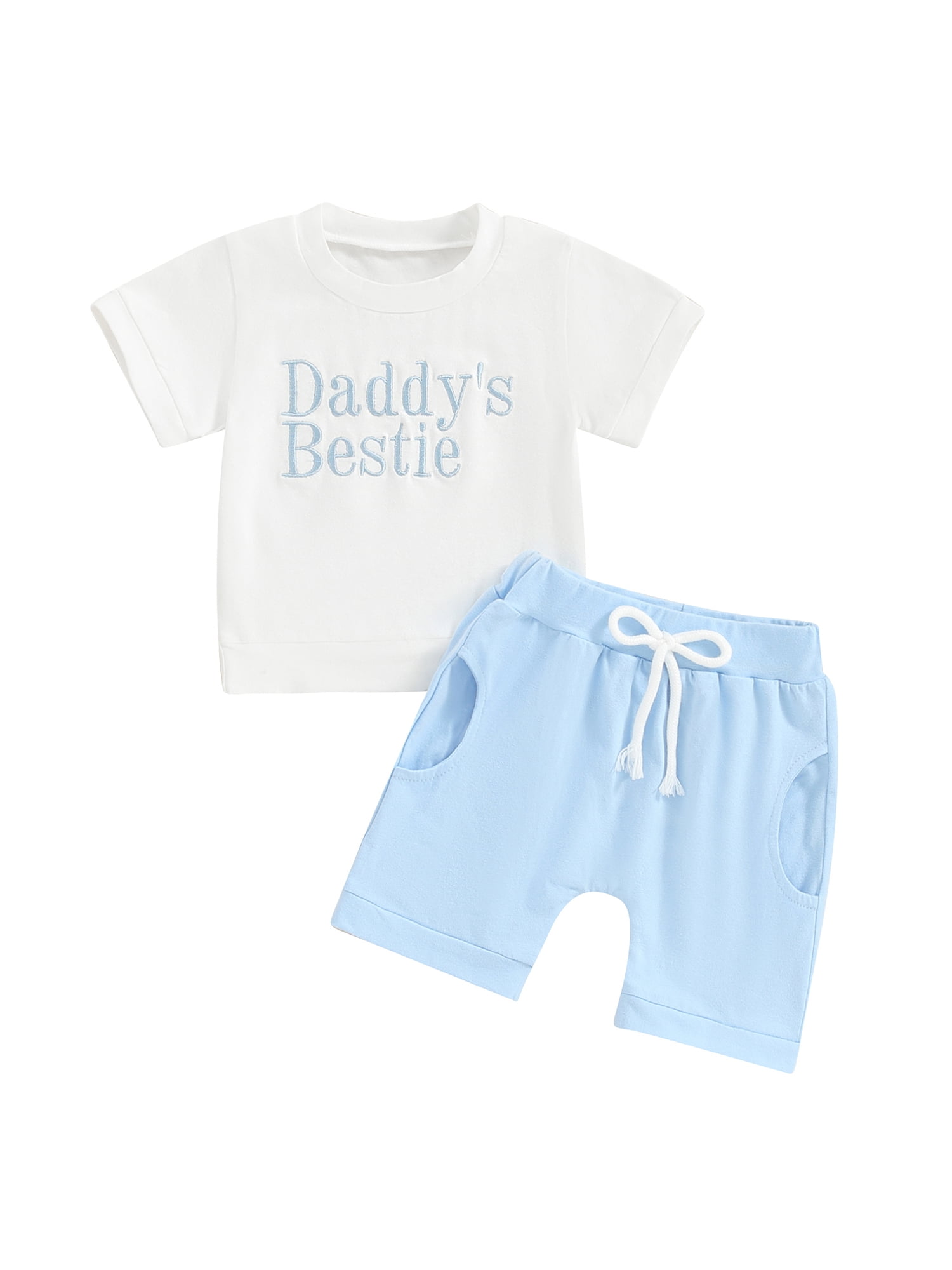 WERNZATT Toddler Baby Girls Summer Outfits Short Sleeve Letter Embroidery Tops and Shorts Set ...