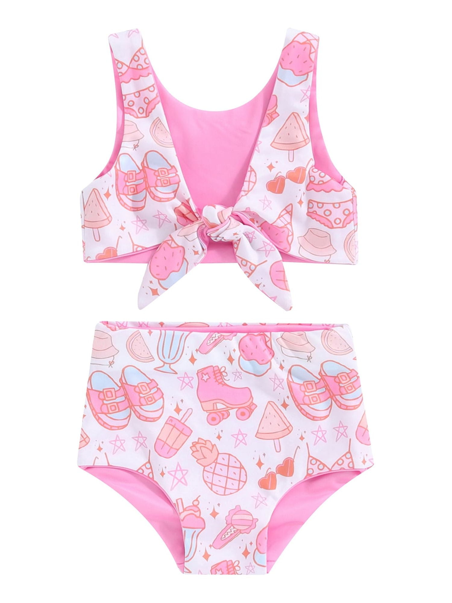 WERNZATT Toddler Girls Two Piece Swimsuits Sleeveless Cartoon/Floral ...