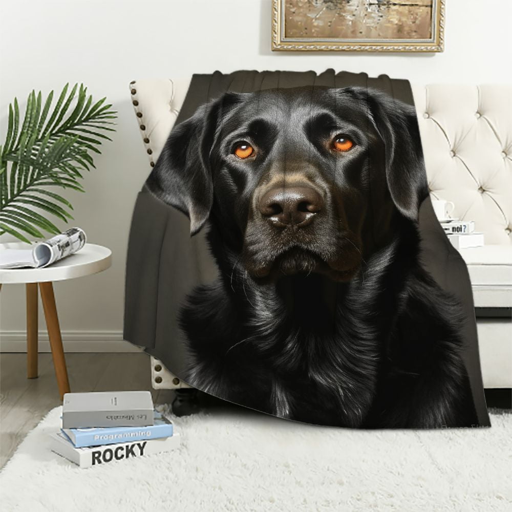WERPE Black Lab Blanket, Gorgeous Labrador Dog Print, Soft Fluffy Throw ...