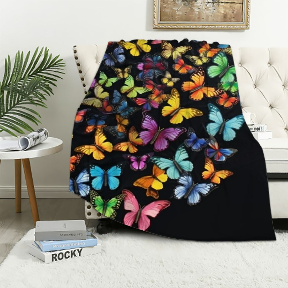WERPE Butterfly Blanket Beautiful Butterfly Throw Blanket Ultra Soft ...