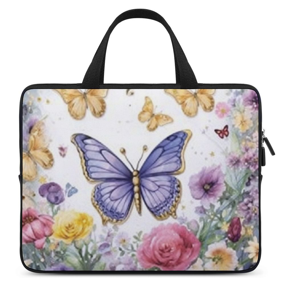 WERPE Butterfly Flowers Diving Fabric Laptop Bag with Waterproof ...