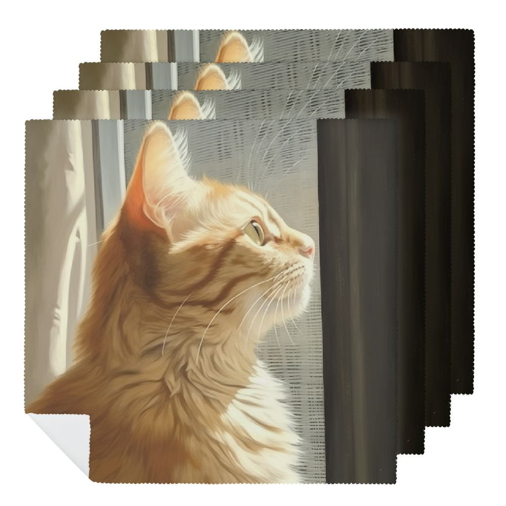 WERPE Cute Cat Polyester Cloth Napkins for Farmhouse Party Dining Table ...