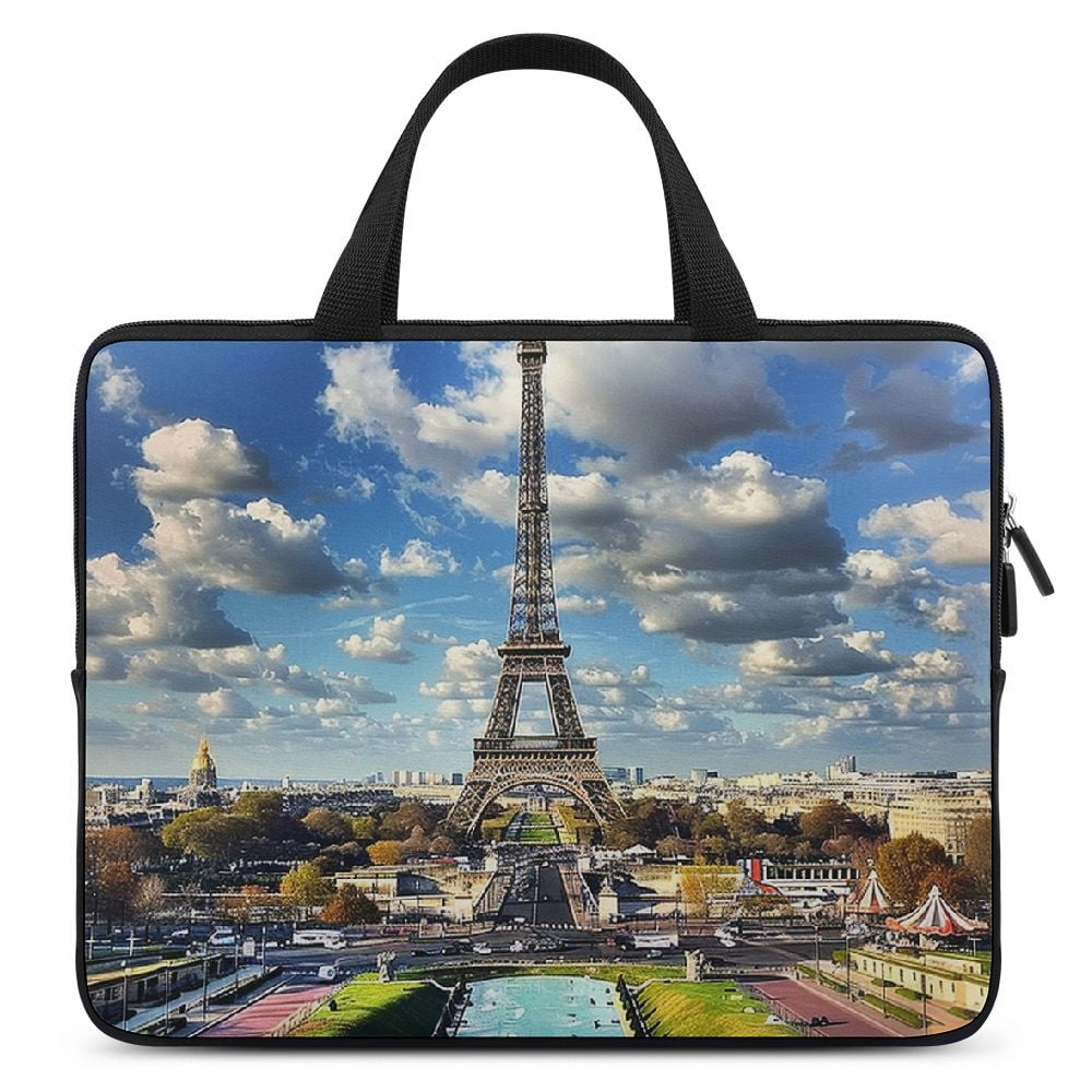 WERPE Eiffel Tower Laptop Handle Bag Diving Fabric Soft Carrying Travel ...