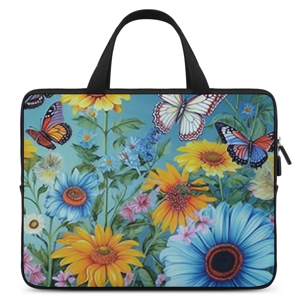 RUIYC Flowers Butterflies Laptop Bag Diving Fabric Carrying Case ...