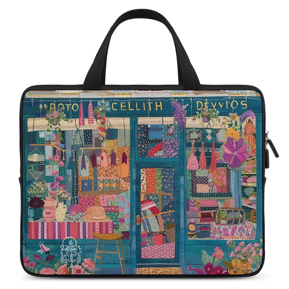 WERPE Flowers Neoprene Laptop Bag Diving Fabric Tablet Cover with Hand ...