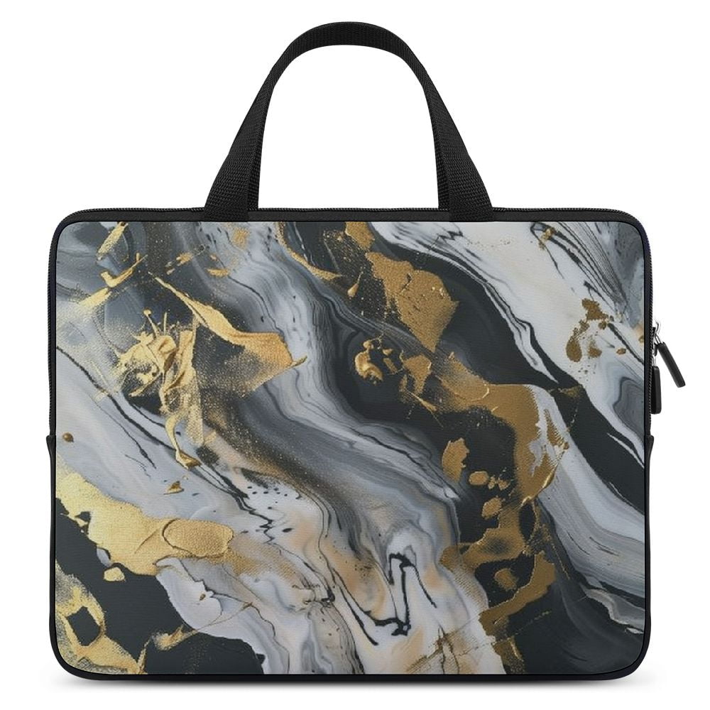 WERPE Gold and Black Paint with Black and White Pattern Neoprene Laptop ...