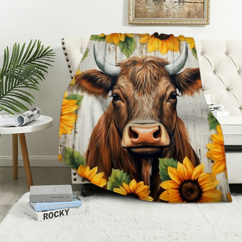 WERPE Highland Cow Throw Blankets, Farm Animal Highland Cattle Animal ...