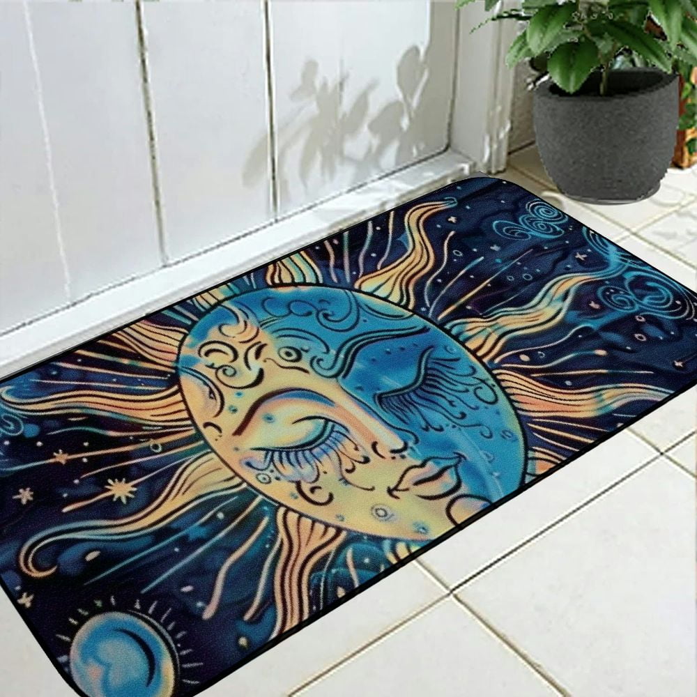 WERPE Moon Stars Psychedelic Art Door Mat Indoor/Outdoor Front Door ...