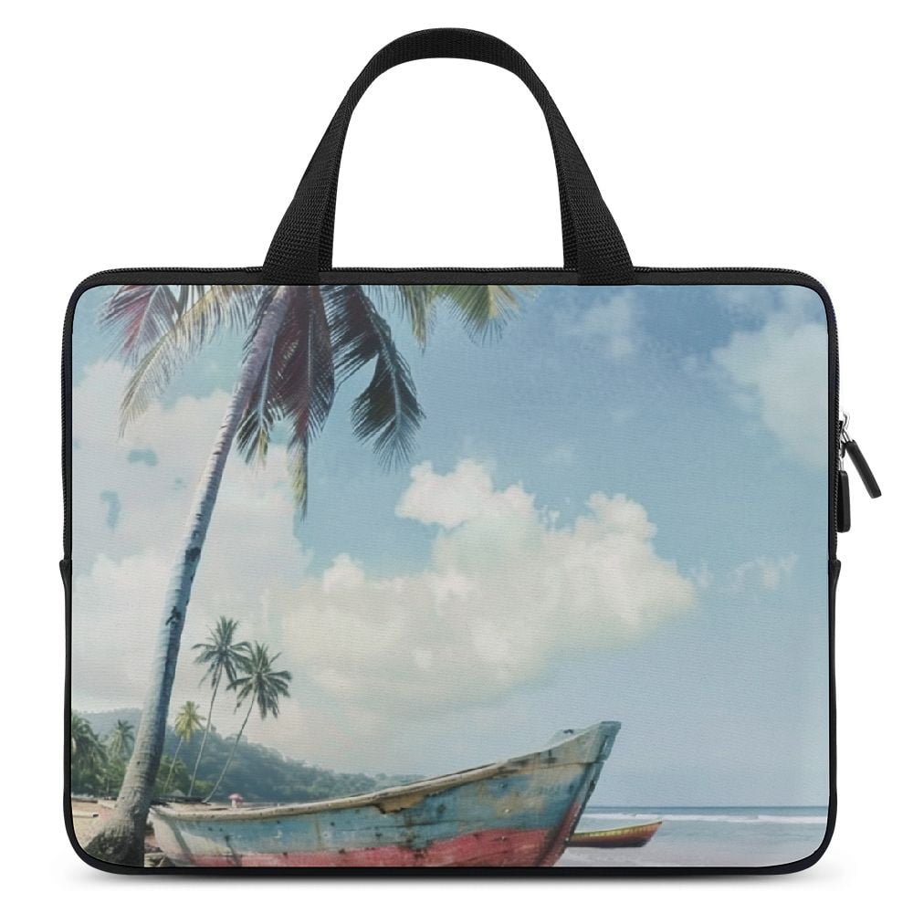 WERPE Palm Tree Sandy Beach Boat Diving Fabric Soft Laptop Handle Bag ...