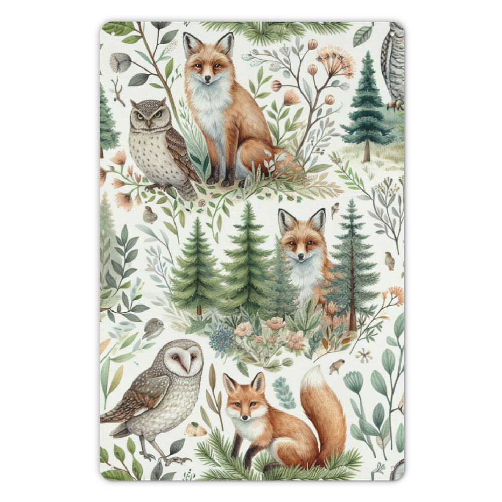 WERPE Rustic Forest Flannel Watercolor Woodland Animals Owl Hedgehog ...