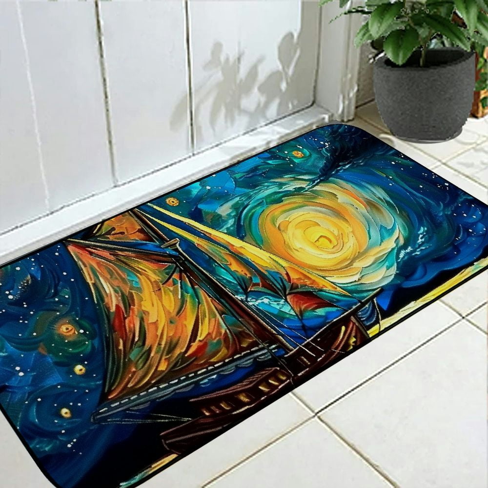 WERPE Starry Sky Square Door Mat, Outside Entry Yard Floor Patio Felt ...