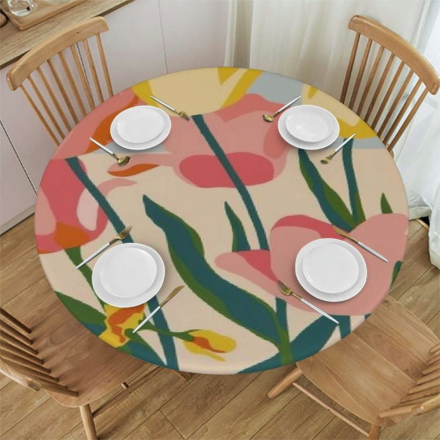 WERPE Tablecloths Aesthetic Tulip Amsterdam Flower Market Art, Round ...