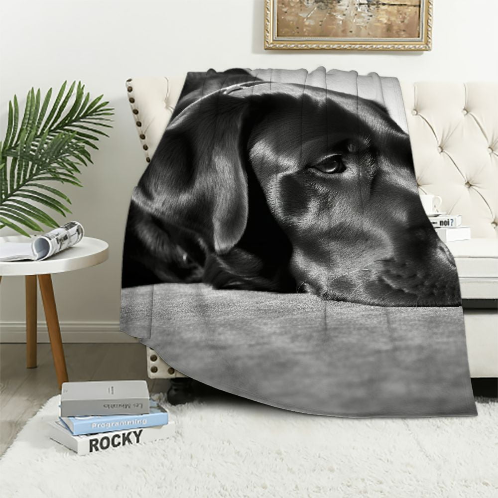 WERPE Throw Blankets Black and White Labrador Blanket for Couch/Sofa ...