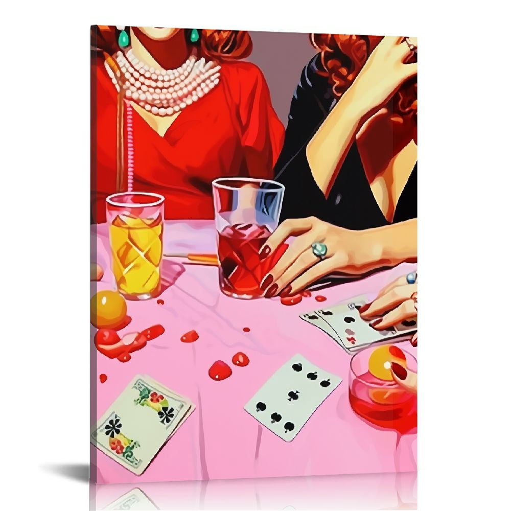 WERPE Vintage Pink Poker Posters Cute Funny Cocktail Casino Dice Chips ...