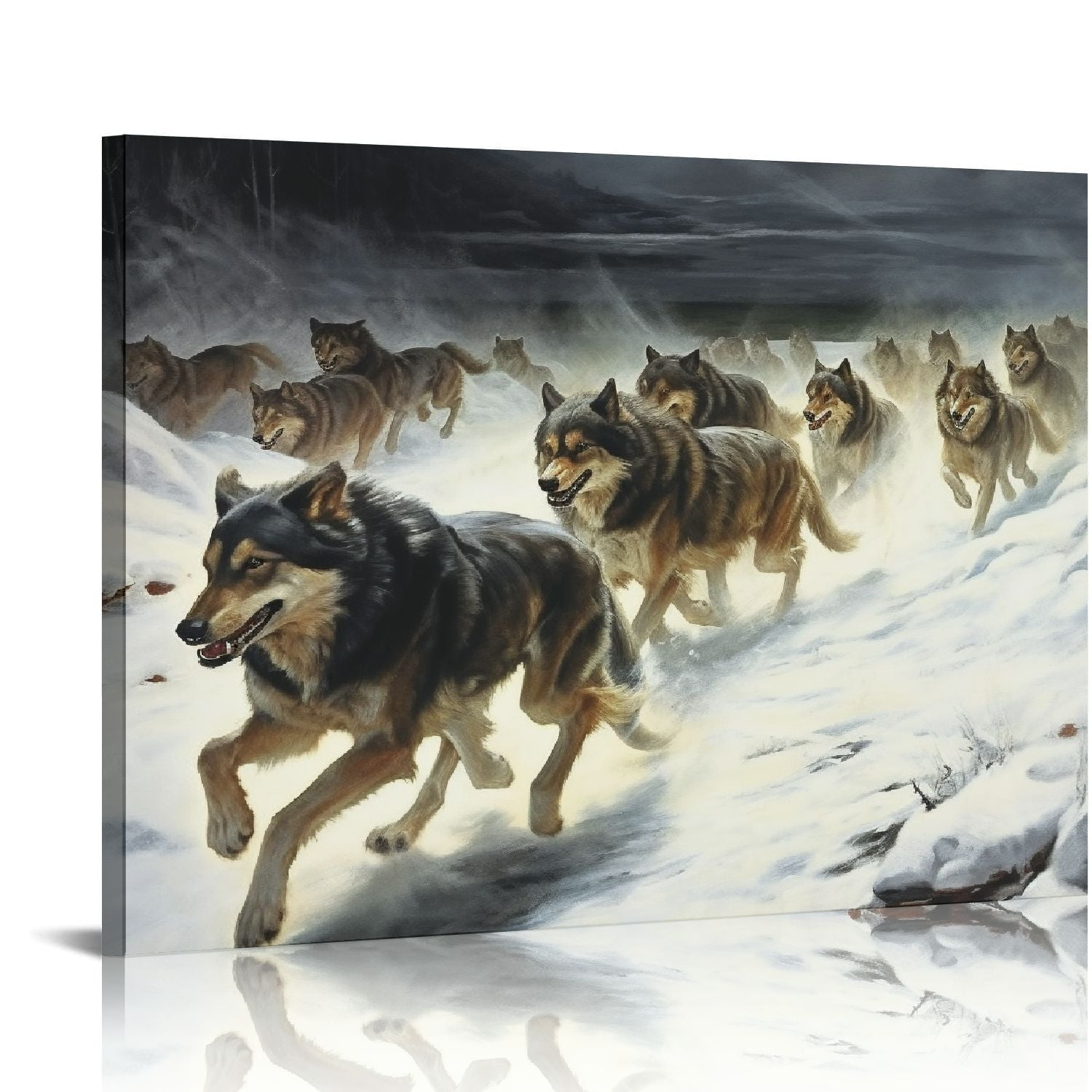WERPE Wolves In The Snow Wolf Canvas Wall Art - Wolf Poster Wildlife ...