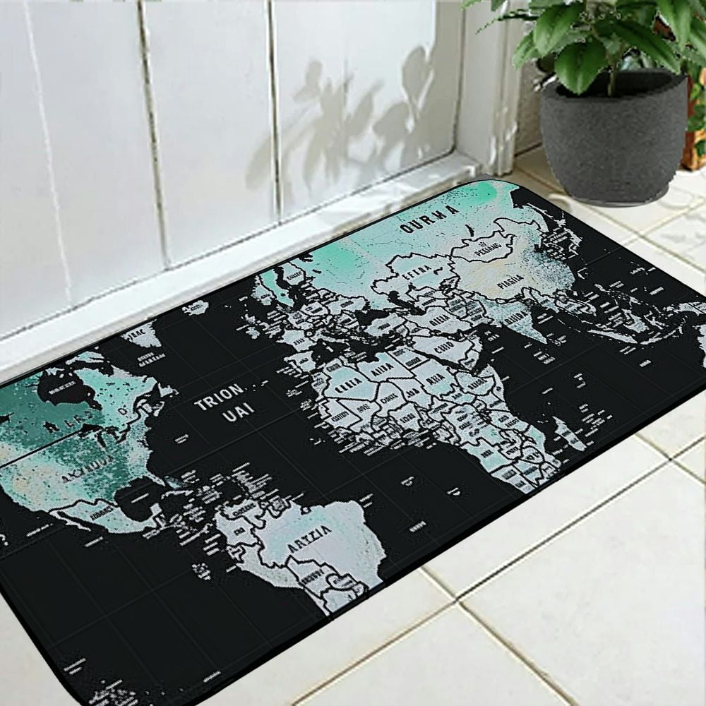 WERPE World Map Jigsaw Puzzle Square Floor Mat Indoor Outdoor Felt Mat ...