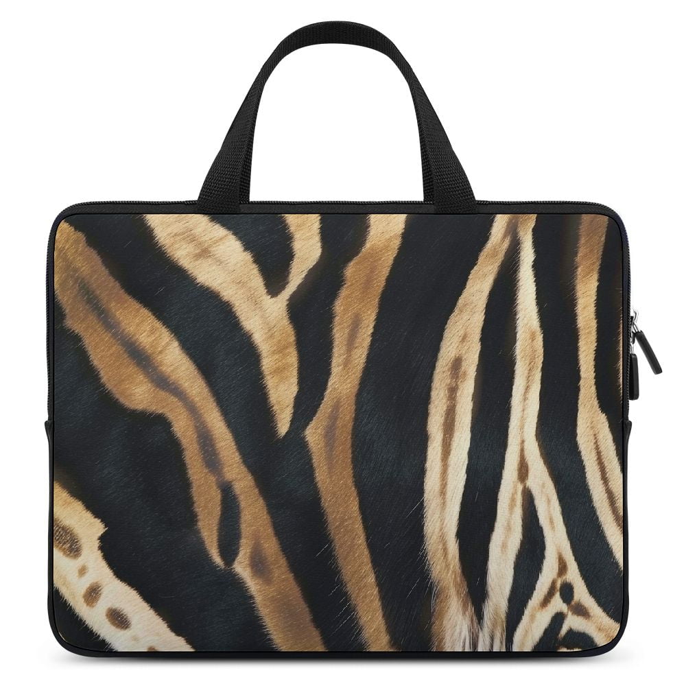 WERPE Zebra Print Furry Laptop Sleeve Carrying Bag Diving Fabric Soft ...