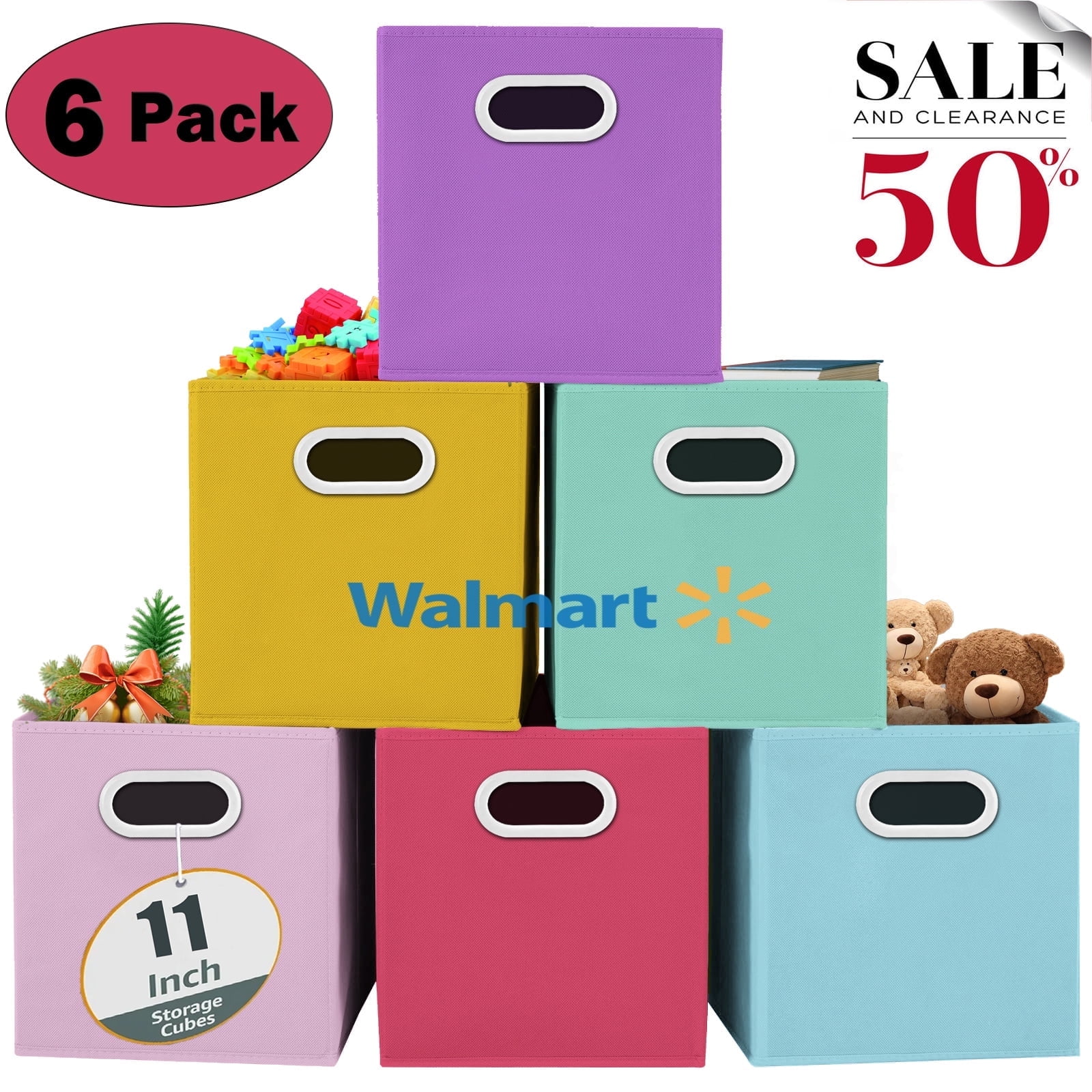WERSEON 11 Inch Fabric Storage Cubes, Collapsible Multi-Color Cube ...