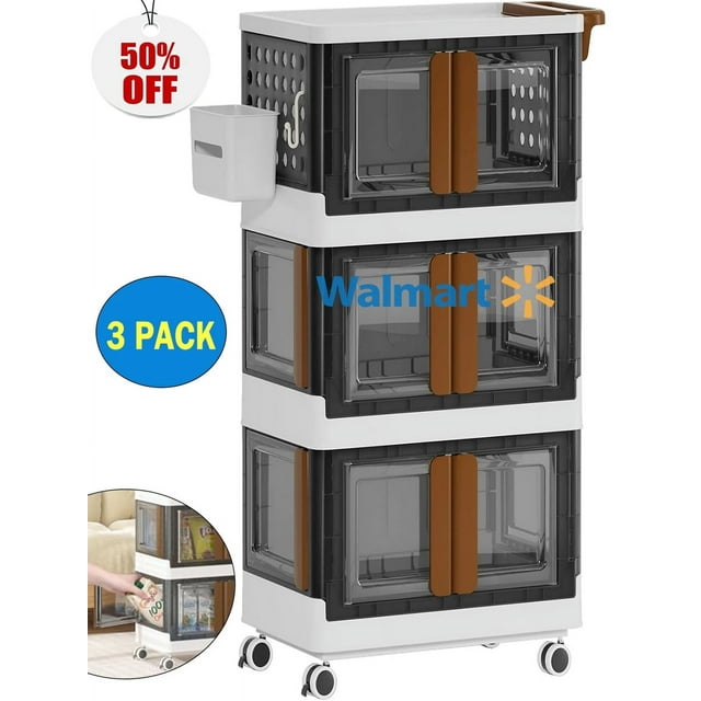 WERSEON 12 Gal Collapsible Storage Bins with Lids, 138QT, Plastic ...