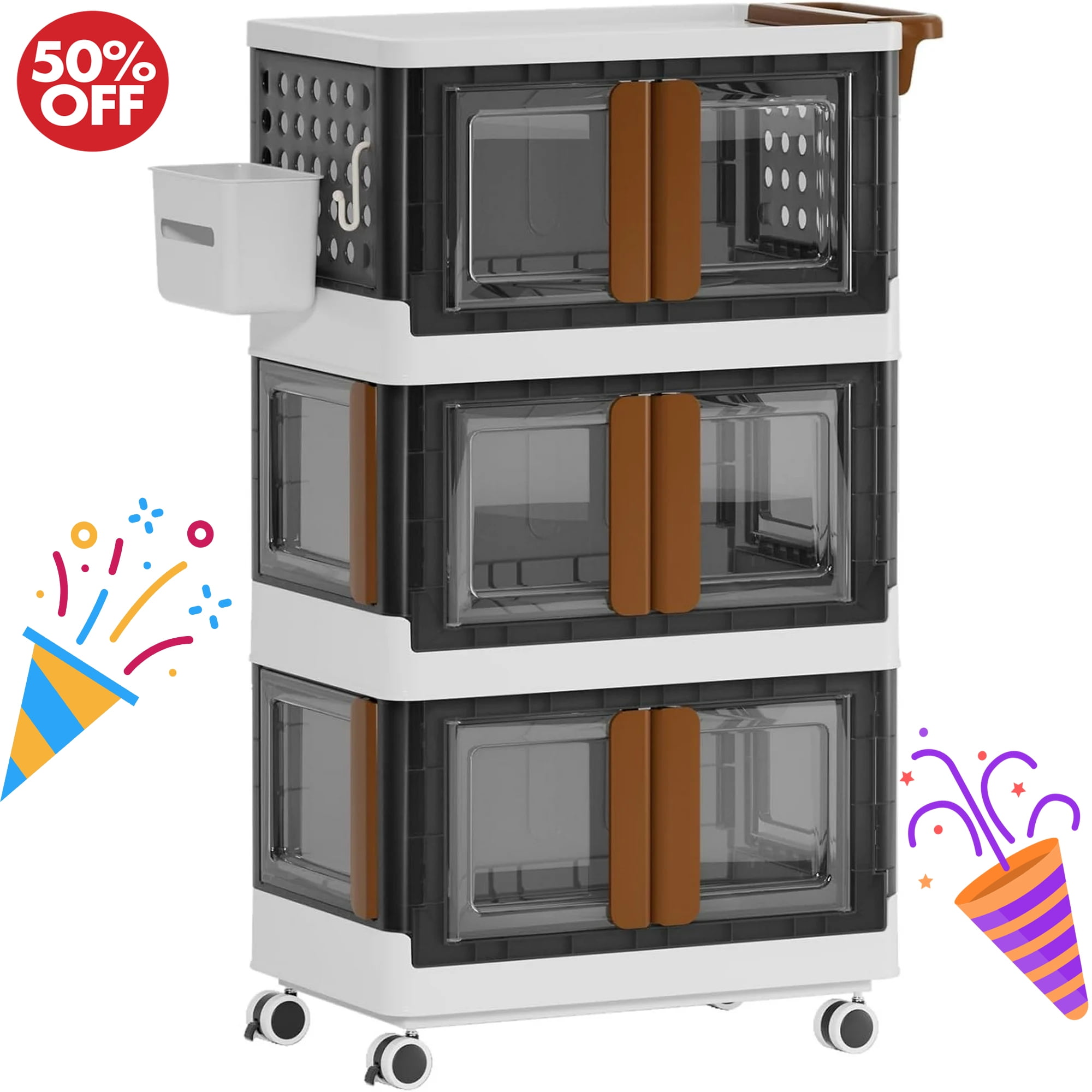 WERSEON Collapsible Storage Bins w/ Lids,105QT, 3 Tier Stackable ...