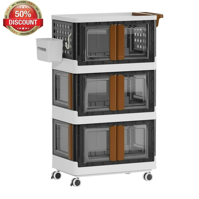 WERSEON Rolling Storage Bins w/ Lids, 3 Tier Plastic Storage Box w ...