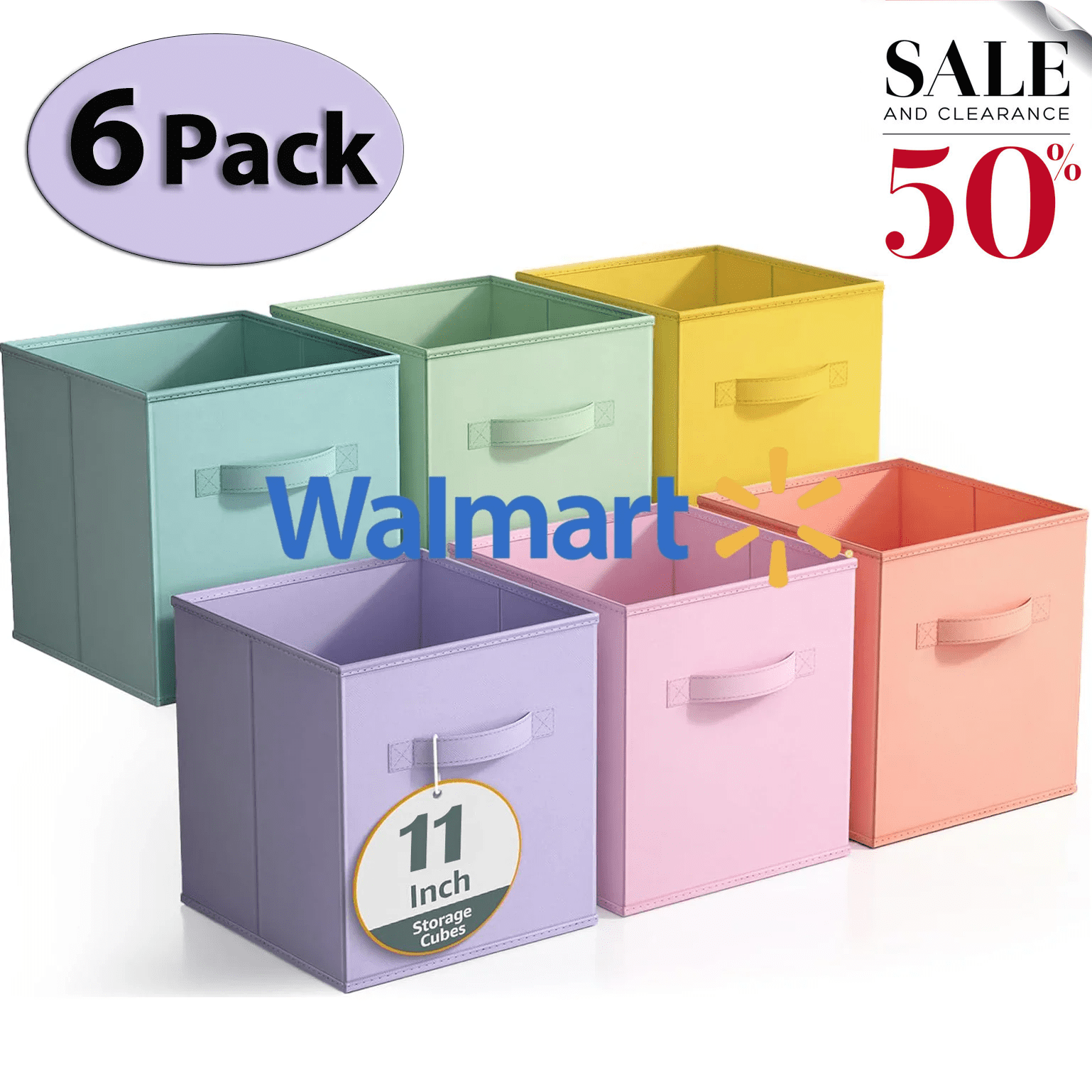 WERSEON 6 Pack Cube Storage Bins, 11 Inch Sturdy Collapsible Fabric ...