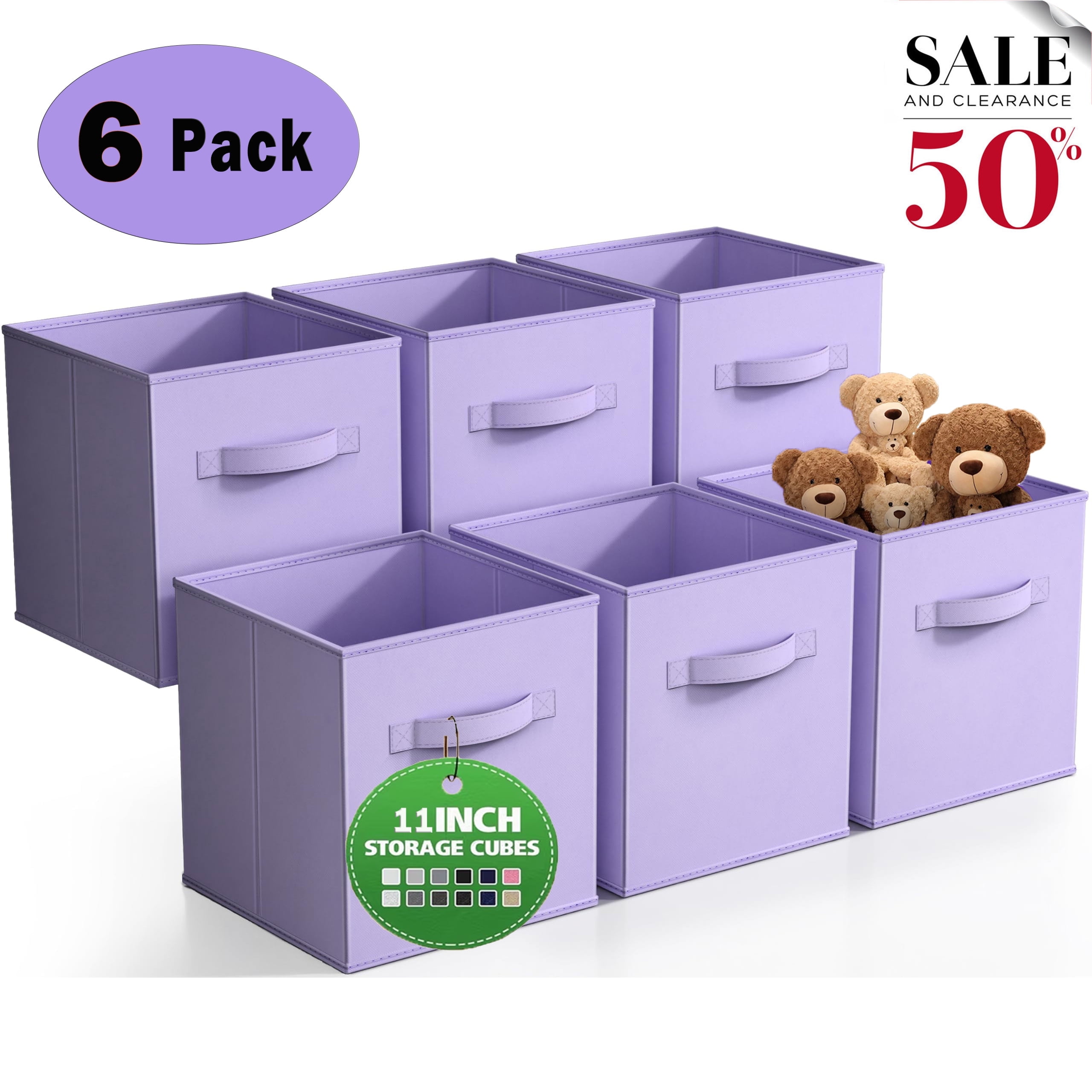 WERSEON 6 Pcs Collapsible Cube Storage Bins, 11" Foldable Fabric ...