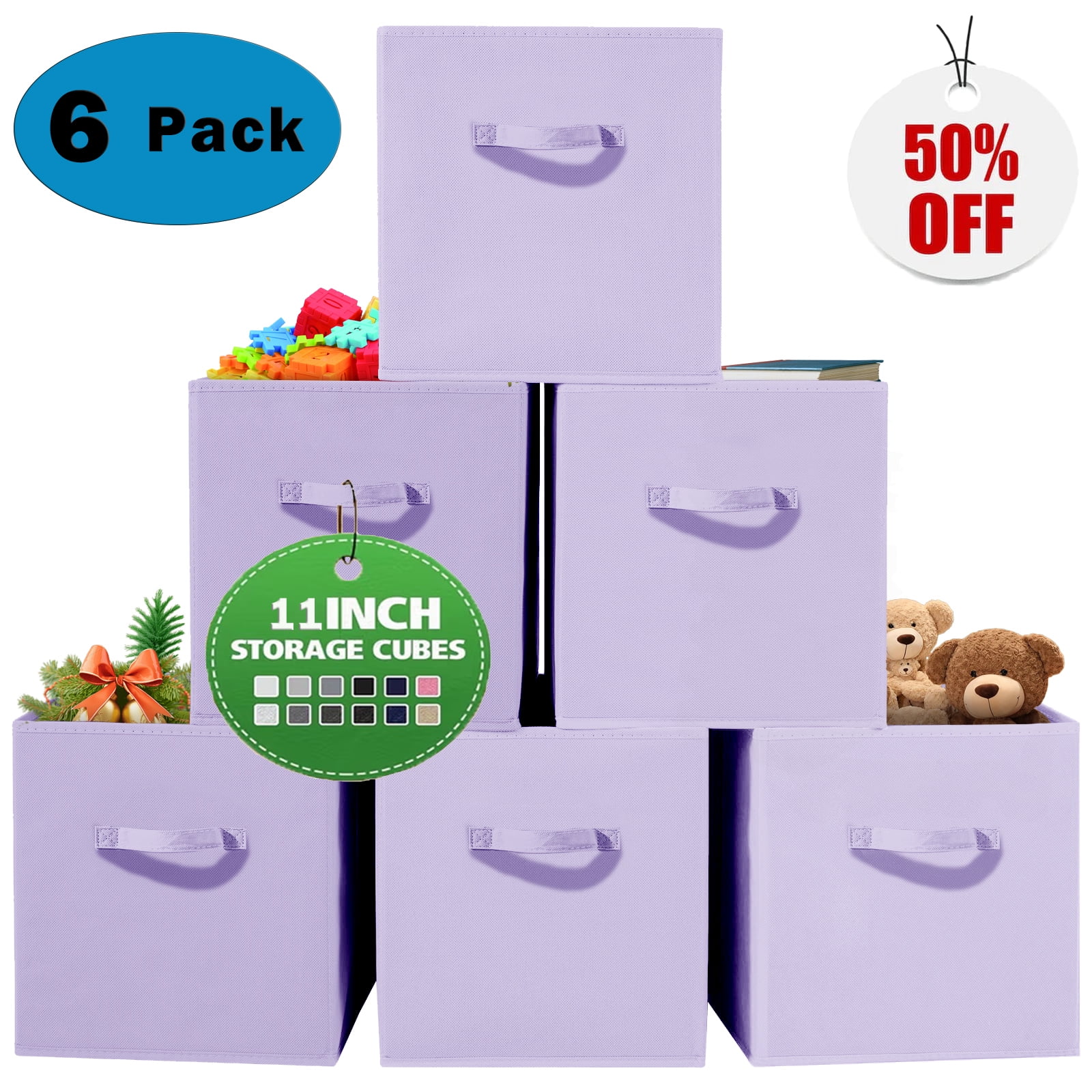 Werseon Collapsible Cube Storage Bins, 11" Foldable Fabric Storage ...