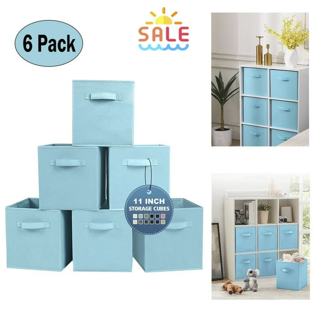 WERSEON Fabric Storage Bins Set of 6, 11" Foldable Cloth Cube Storage ...