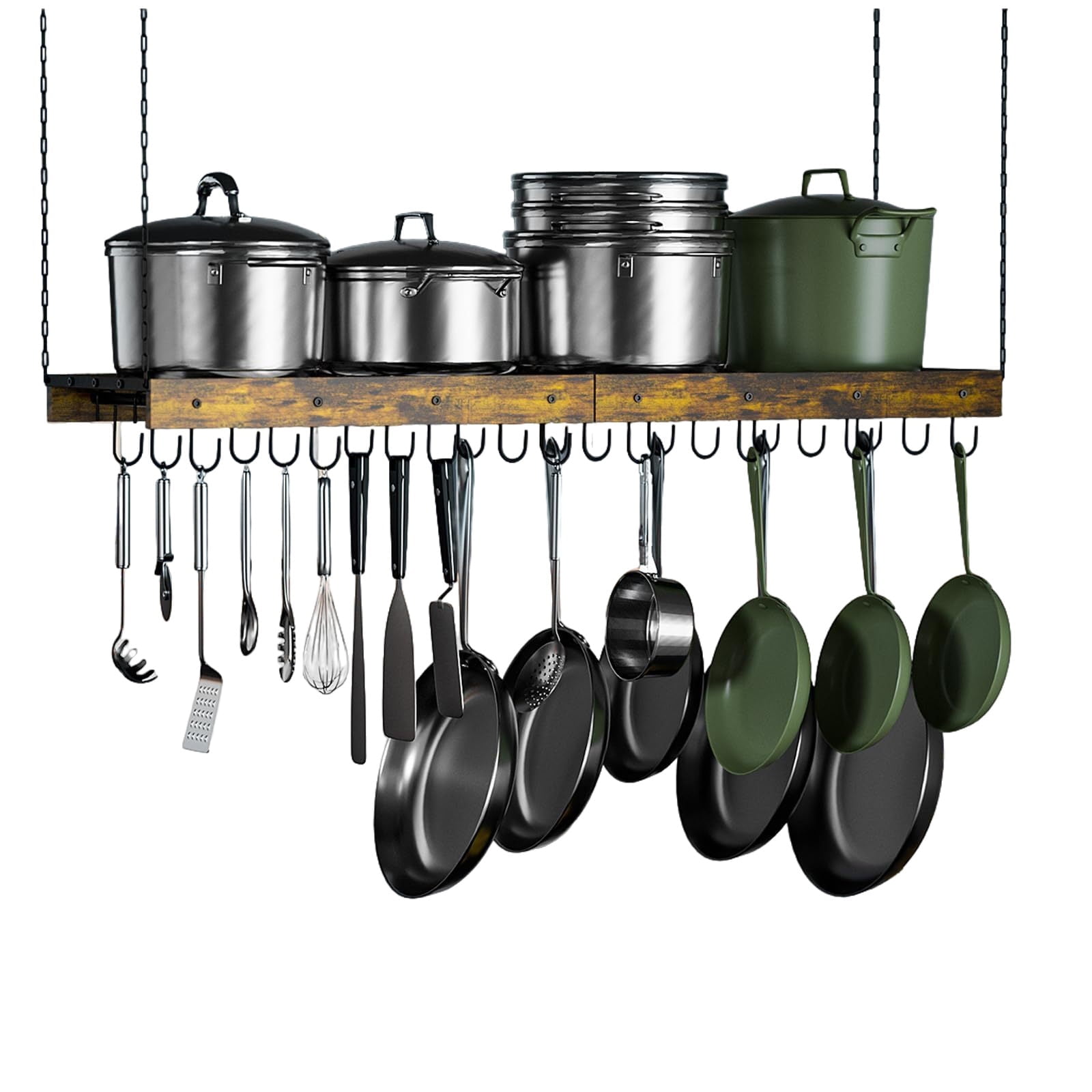 WERSEON Cookware Kitchen Pot Rack, Ceiling Mount Hanging Organizer ...