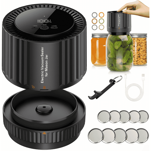 RoboSeal Rechargeable Mason Jar Vacuum Sealer Kit with 10 Lids - 1 ...