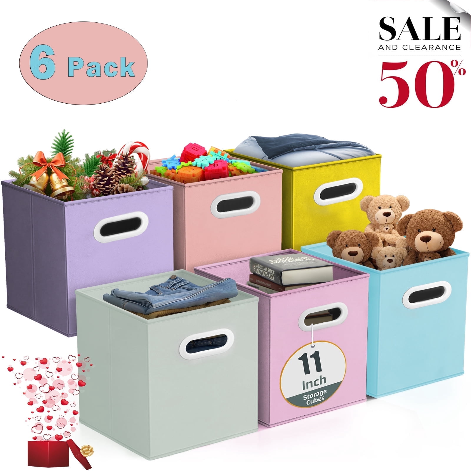 WERSEON Foldable Storage Bins, 11" Collapsible Fabric Storage Cubes for ...