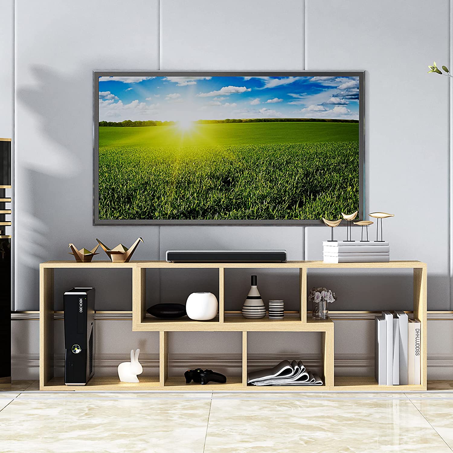 WERSMT 2 Pieces L Shape Building Blocks TV Stand for 55 60 65 70 75 ...